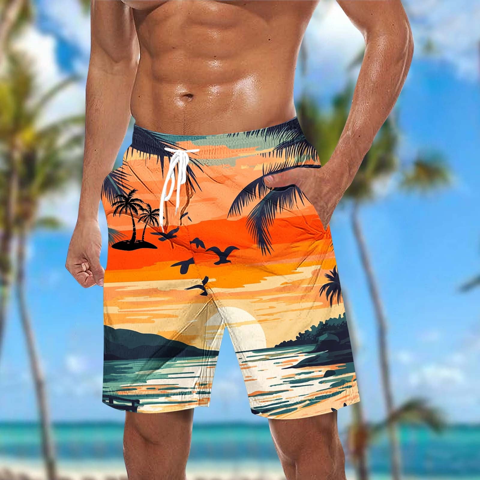 WAENQINLA Mens Swim Trunks Big and Tall Elastic Waist Quick Dry Board ...