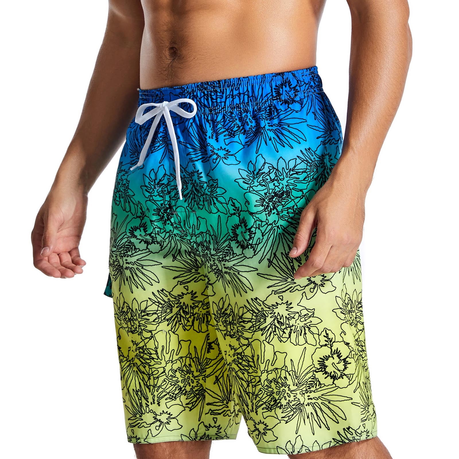 Waenqinla Mens Swim Trunks Summer Elastic Wiast Beach Shorts Quick Dry