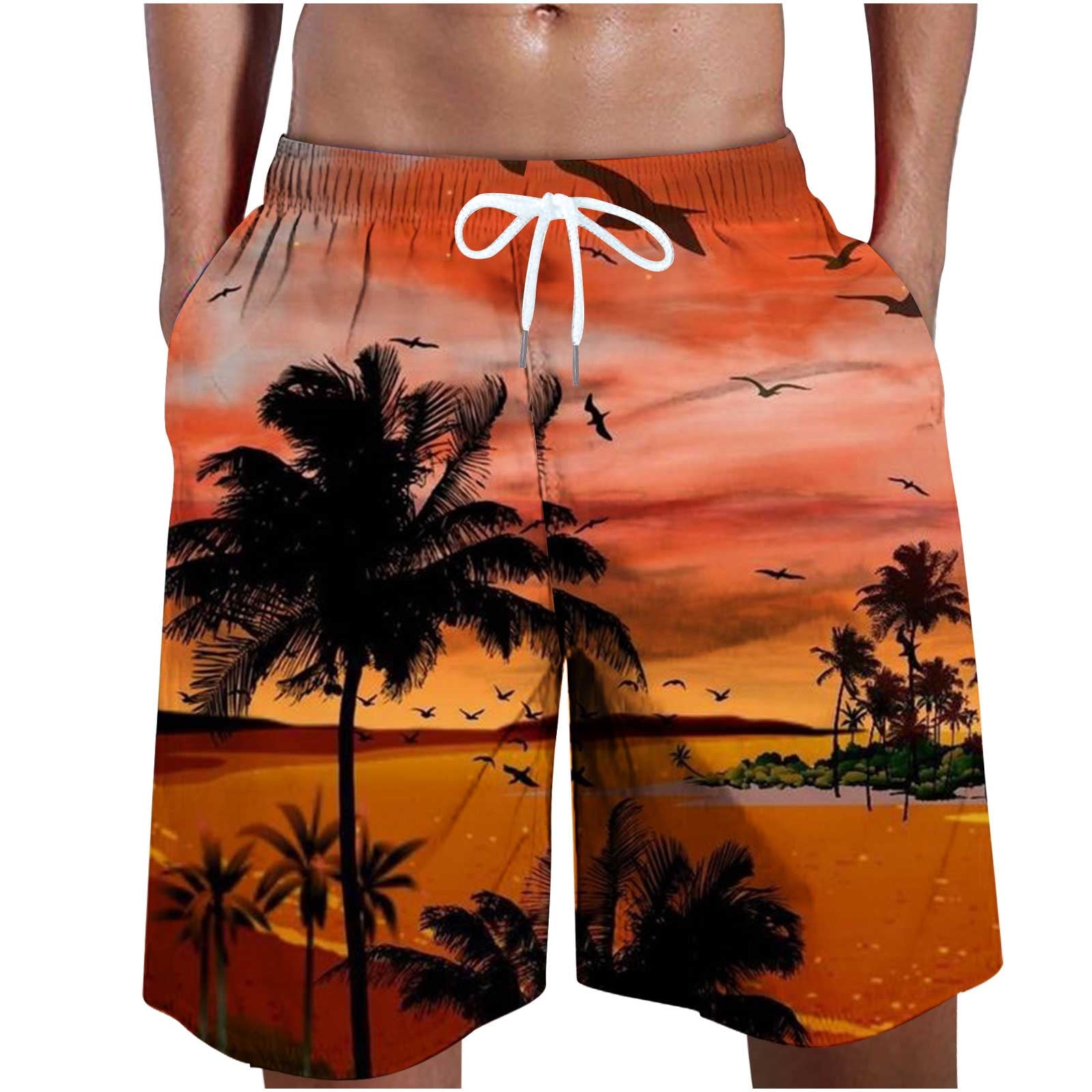 WAENQINLA Mens Swimming Trunks Big and Tall Elastic Wiast Beach Shorts ...