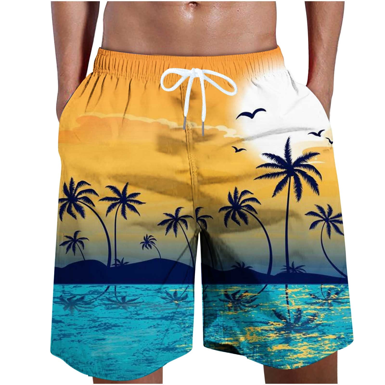 WAENQINLA Mens Swimming Trunks Big and Tall Elastic Wiast Beach Shorts ...