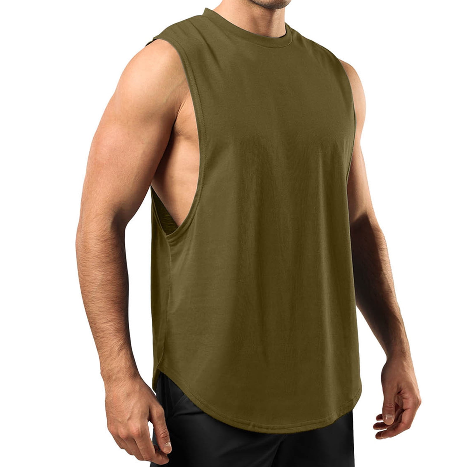 WAENQINLA Mens Workout Cut Off Shirts Solid Loose Fit Muscle Shirt ...