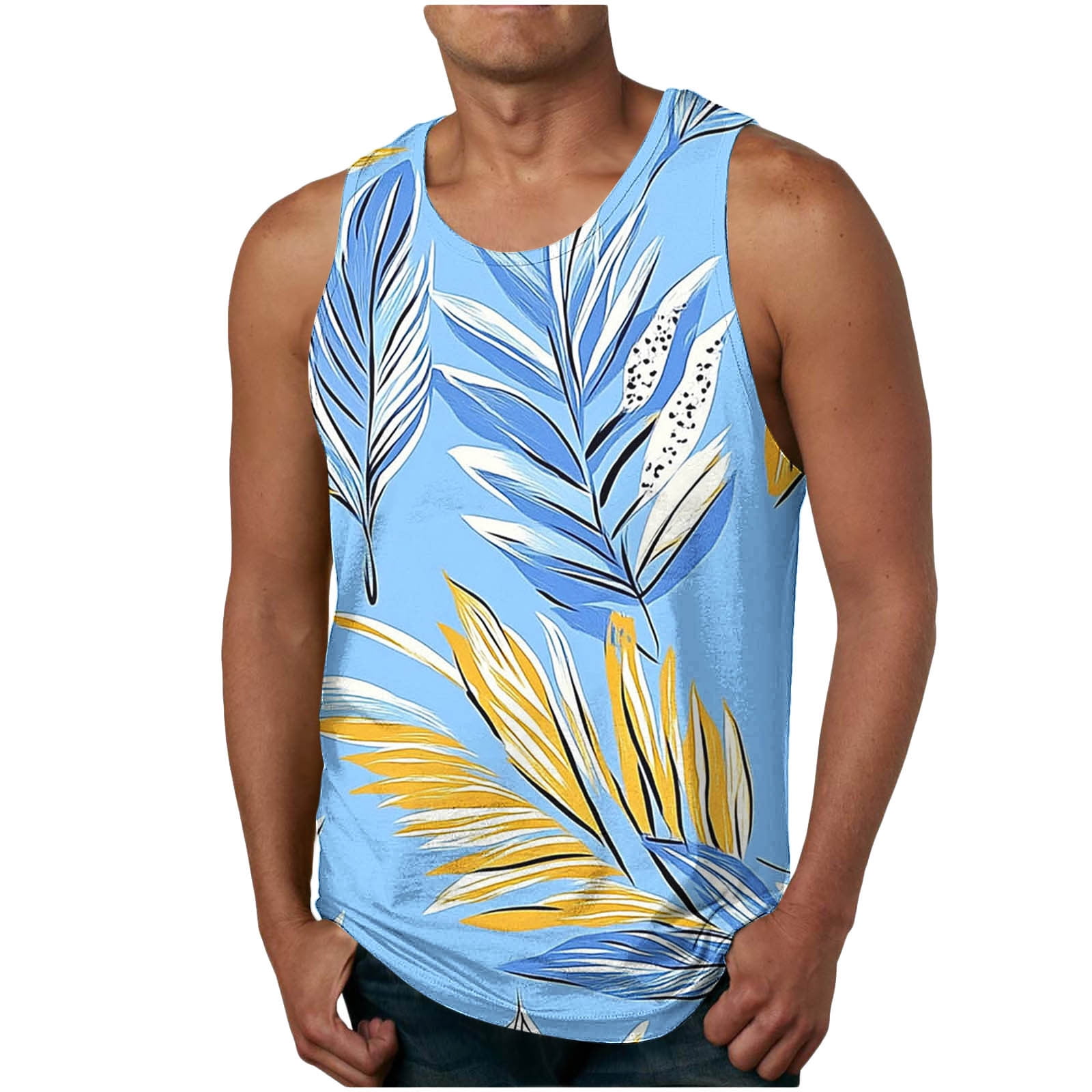WAENQINLA Palm Tree Tanks Tops for Mens Cool Printed Graphic Sleeveless ...