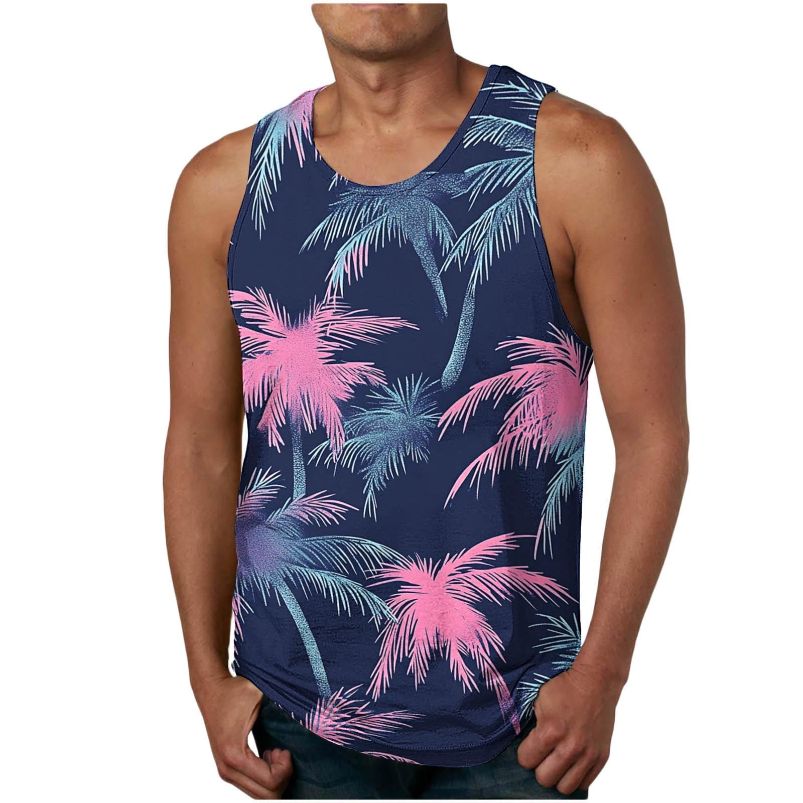 WAENQINLA Palm Tree Tanks Tops for Mens Cool Printed Graphic Sleeveless ...