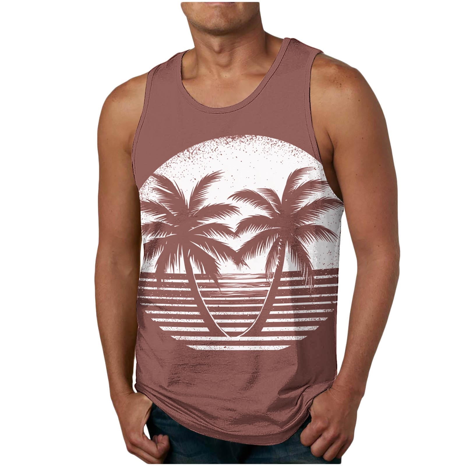 WAENQINLA Palm Tree Tanks Tops for Mens Cool Printed Graphic Sleeveless ...