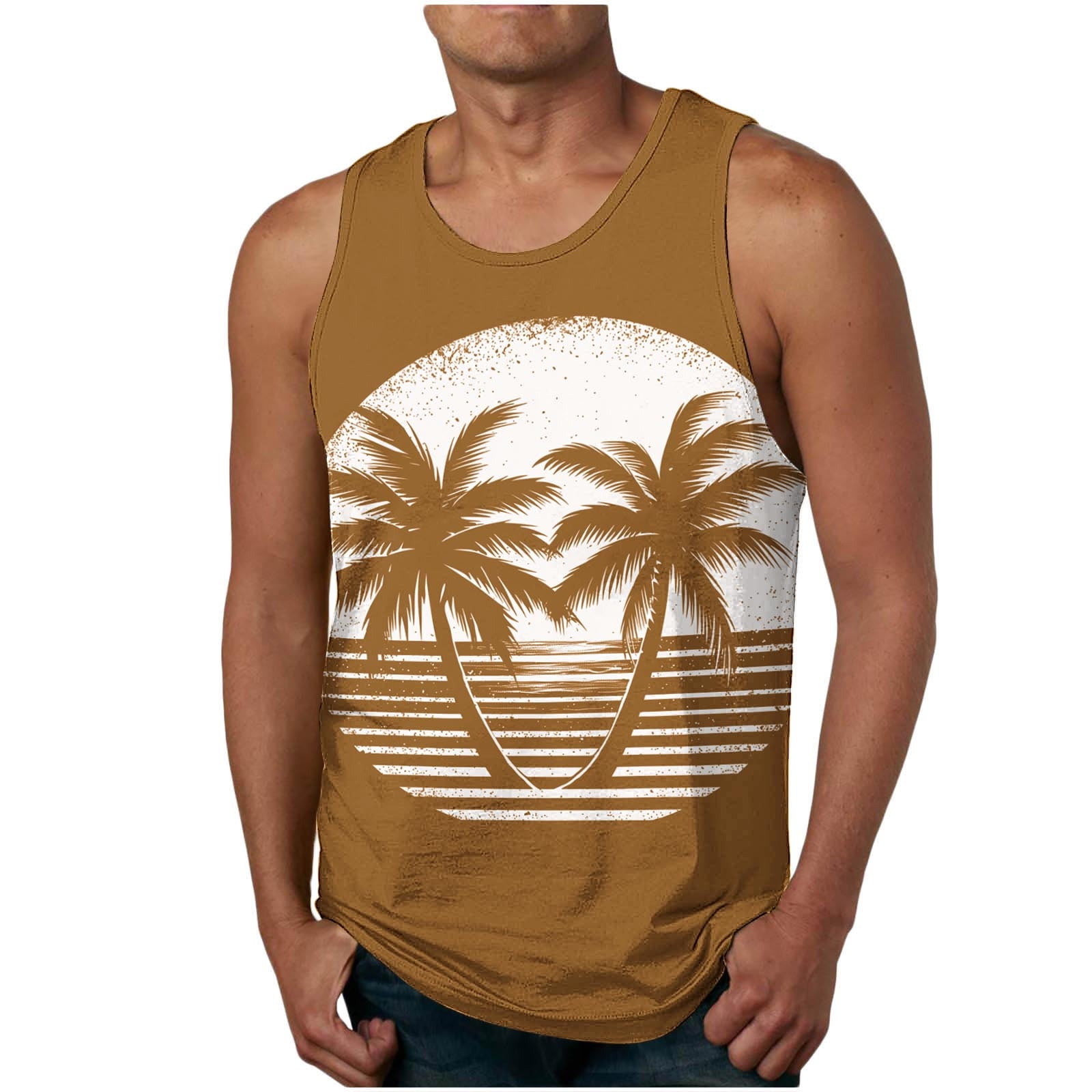 WAENQINLA Palm Tree Tanks Tops for Mens Cool Printed Graphic Sleeveless ...
