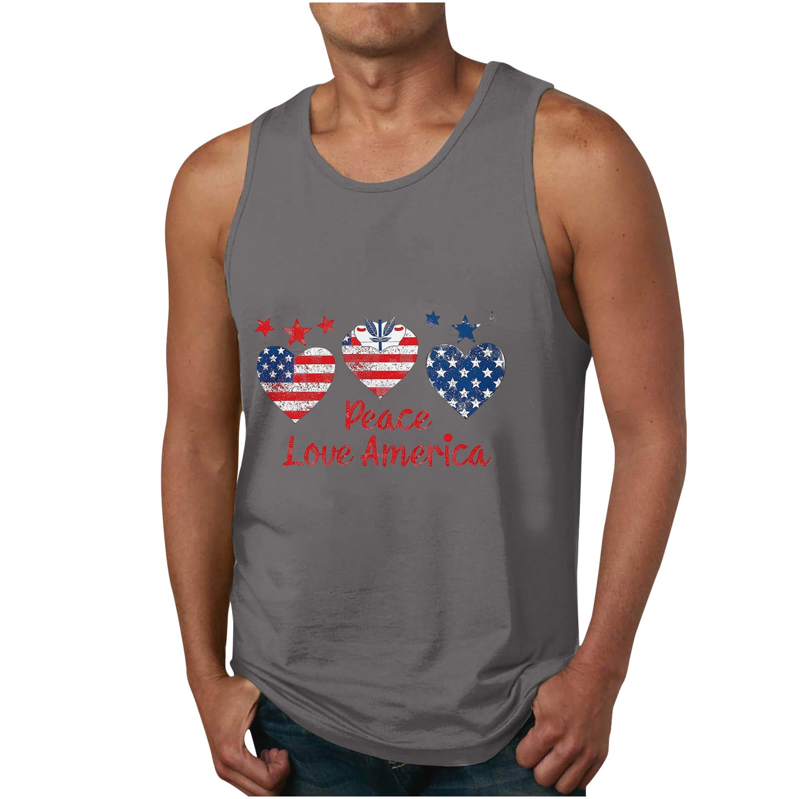 WAENQINLA Patriotic American Flag Tanks for Men Stars and Stripes 4th ...