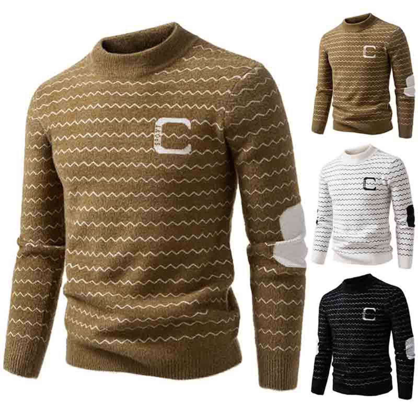 WAENQINLA Retro Striped Sweaters Men Plus Size Fashion Color Block ...