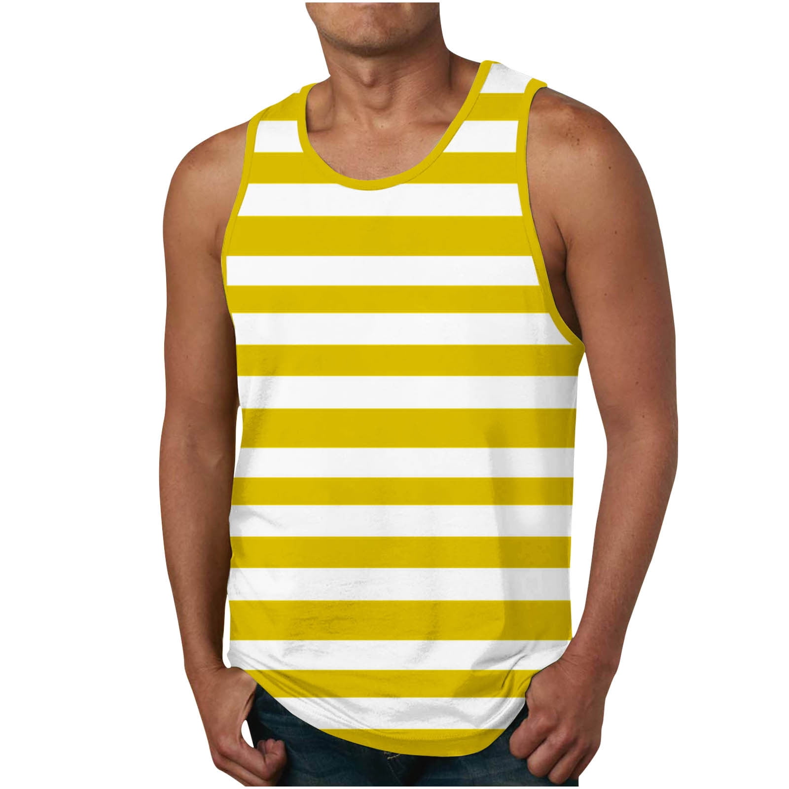WAENQINLA Mens Summer Striped Tank Tops Fashion Sleeveless Hippie Beach ...