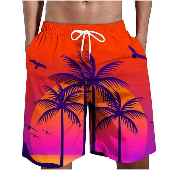 Palm Tree Print Swim Trunks Board Shorts - Walmart.com