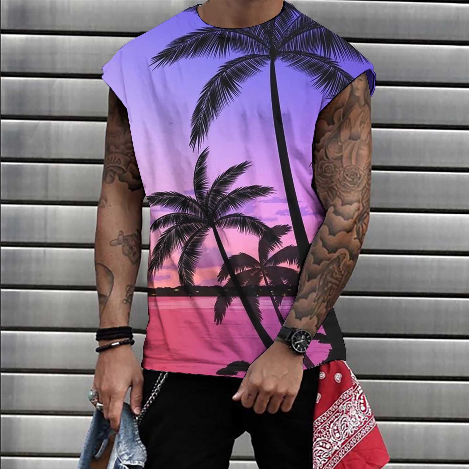 WAENQINLA Tank Tops Men Cotton Gym Sleeveless Tshirts Casual Hawaiian ...