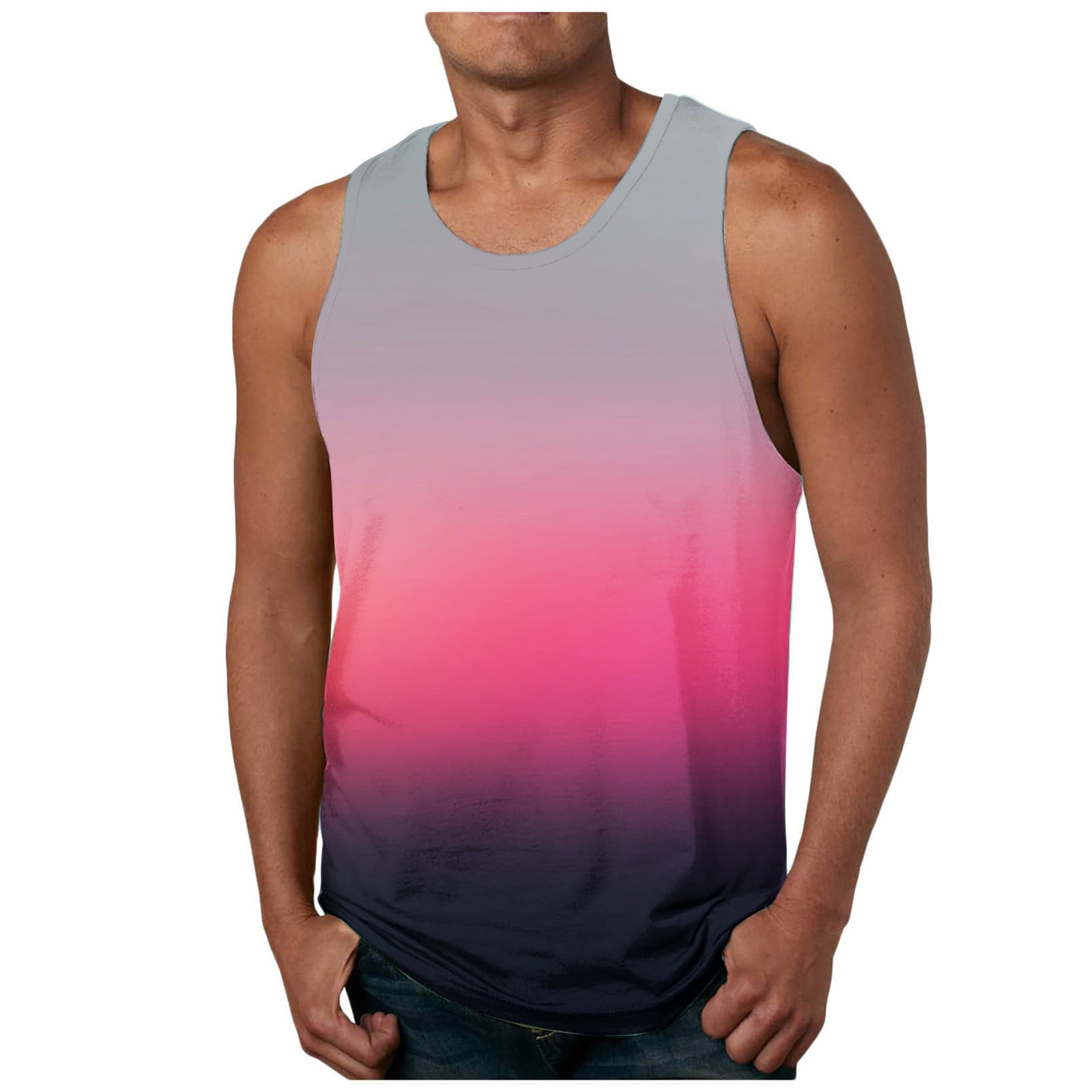 WAENQINLA Tanks Tops for Mens Cool Gradient Printed Graphic Sleeveless ...