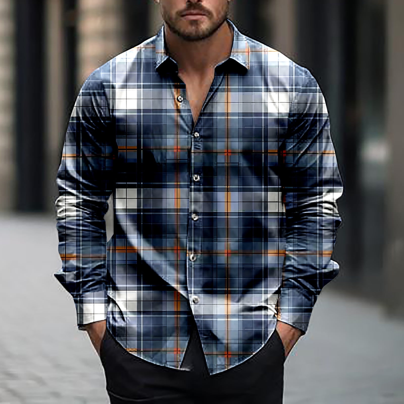 WAENQINLA Tees Men Under $20 Button Up Regular Fit Tops Plaid Graphic ...