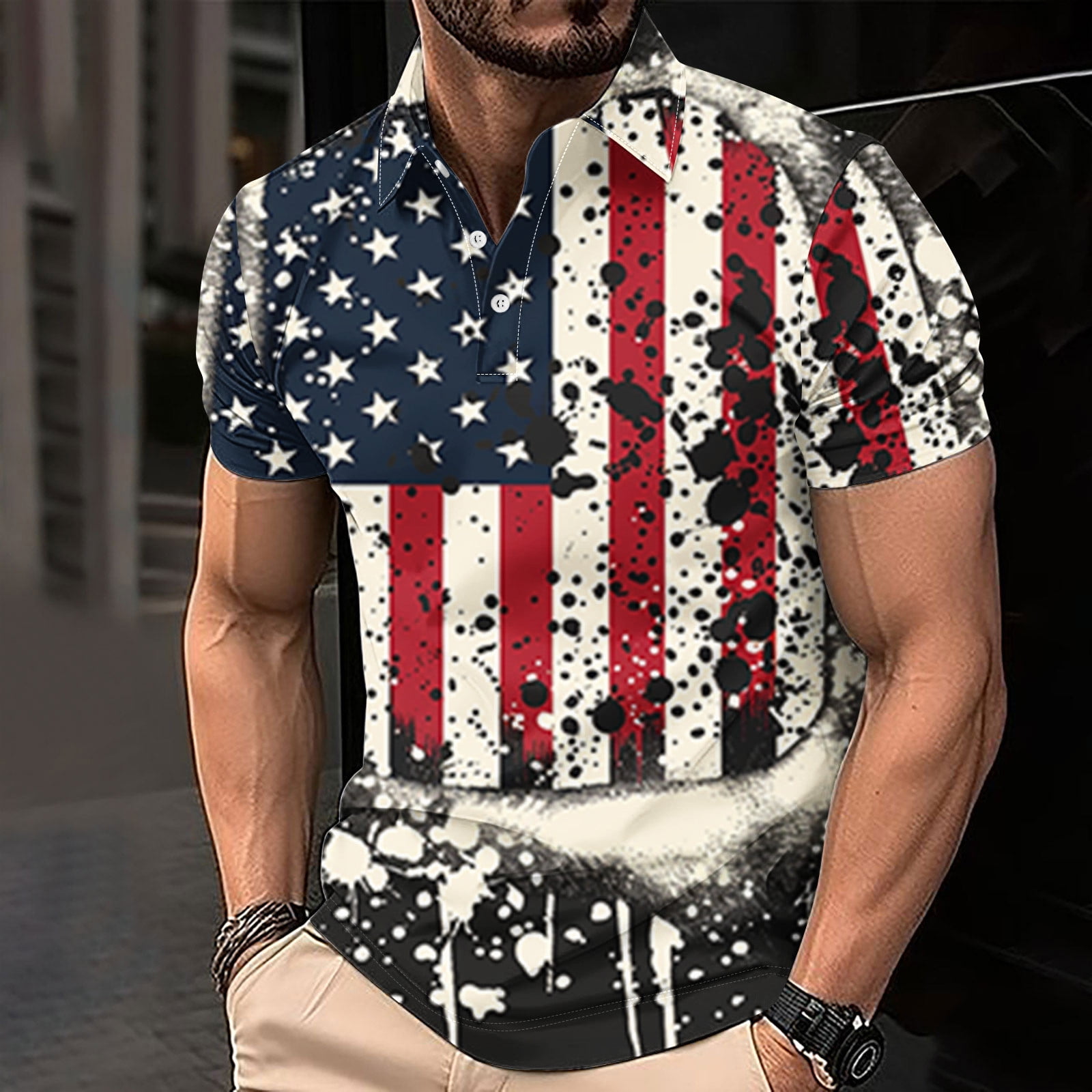 WAENQINLA Vintage Golf Shirt for Men Casual Short Sleeve T-Shirts 4Th ...