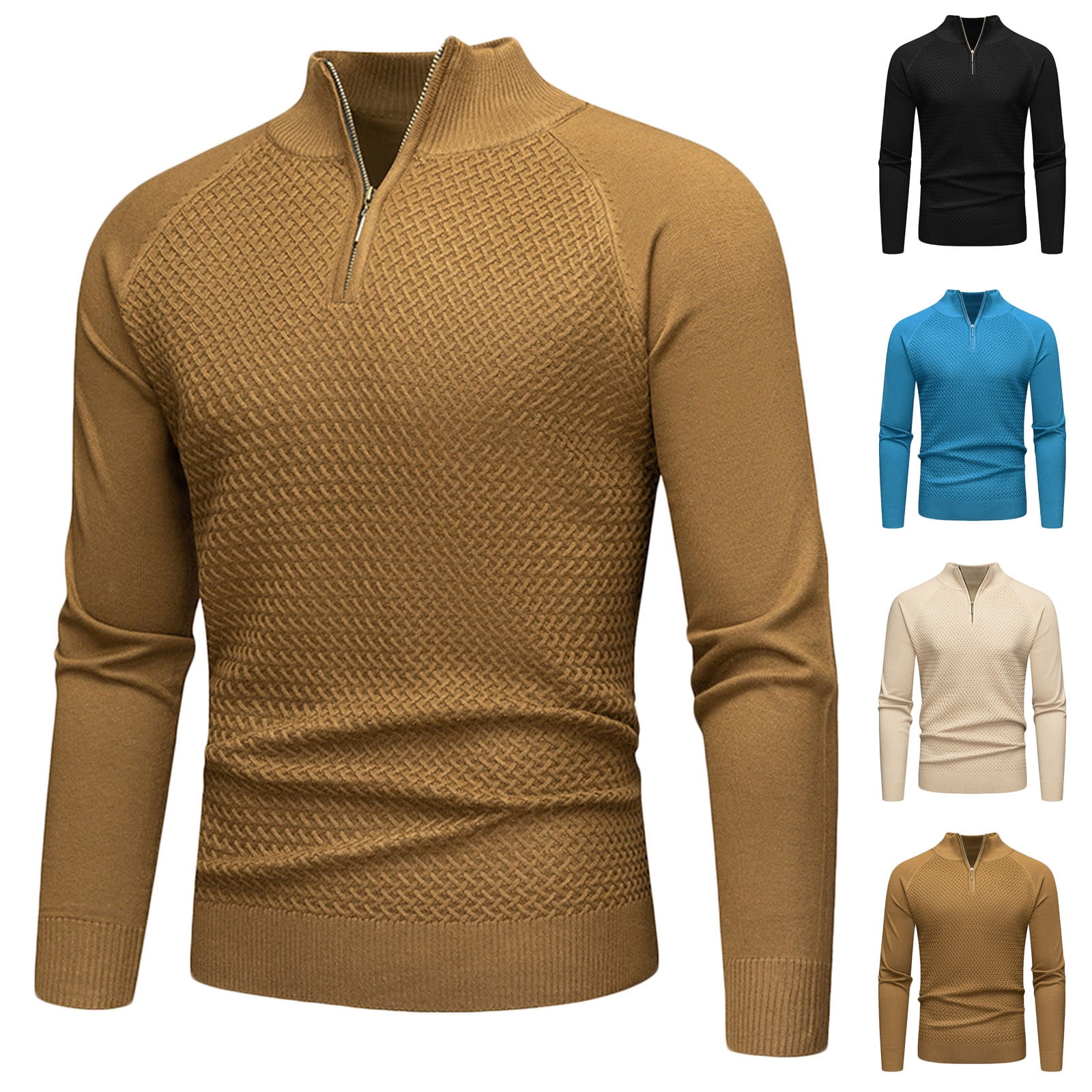 WAENQINLA Winter Sweaters for Men Quarter Zip Pullover Tops Long Sleeve ...