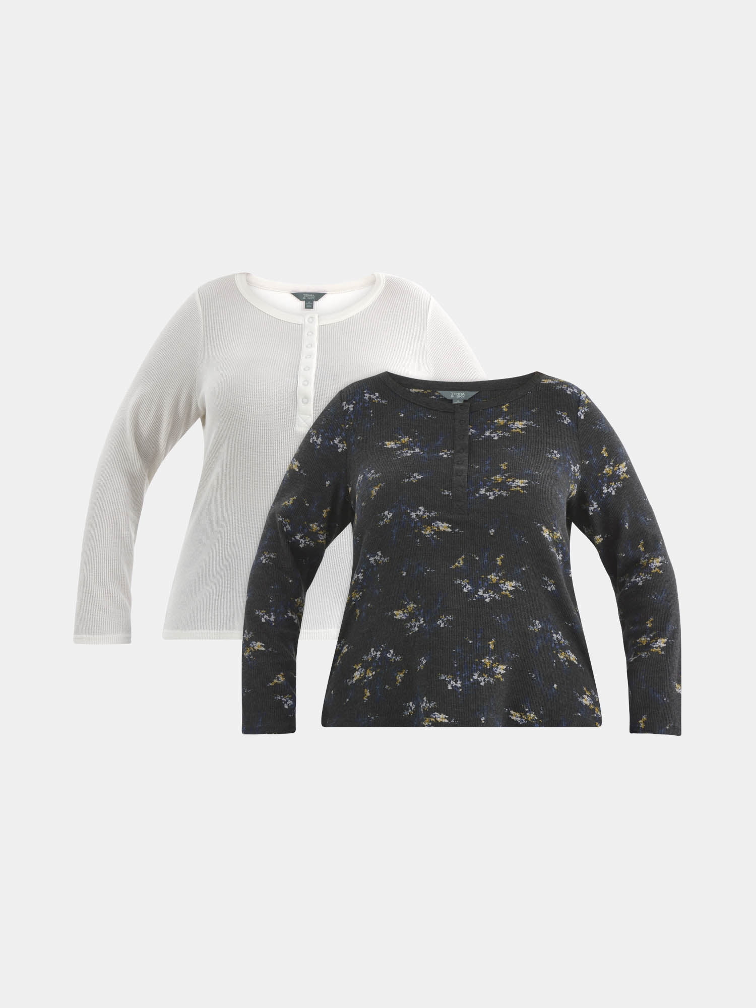 Terra & Sky Women’s Plus Waffle Henley 2 Pack, Sizes 0X-5X - Walmart.com