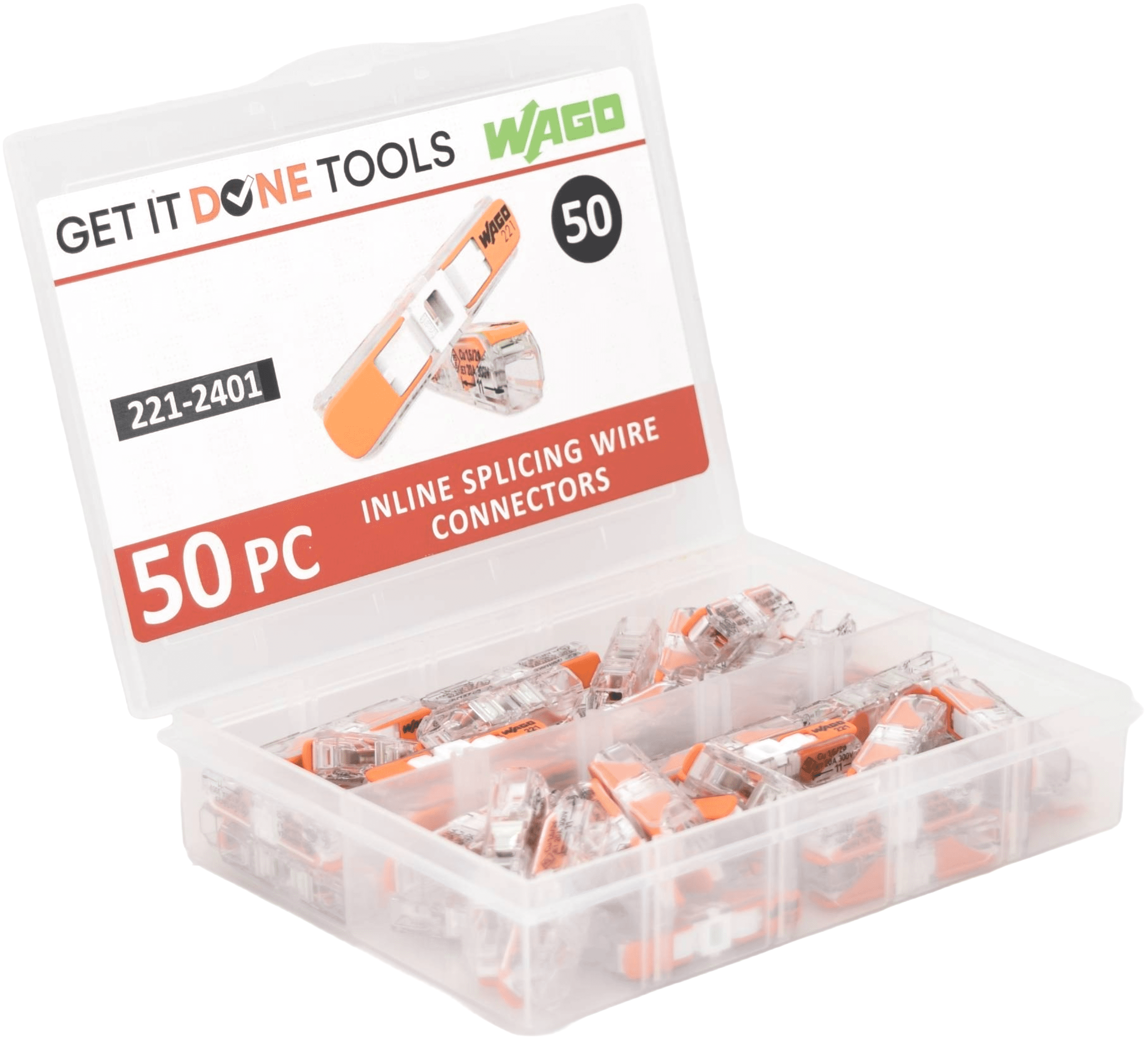 WAGO 221-2401 Compact Lever-Nuts Inline Splicing Connectors with Case ...