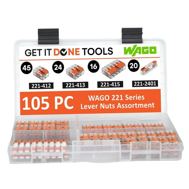 WAGO 221 Series 105pc Lever-Nuts Wire Connector Assortment with Case ...