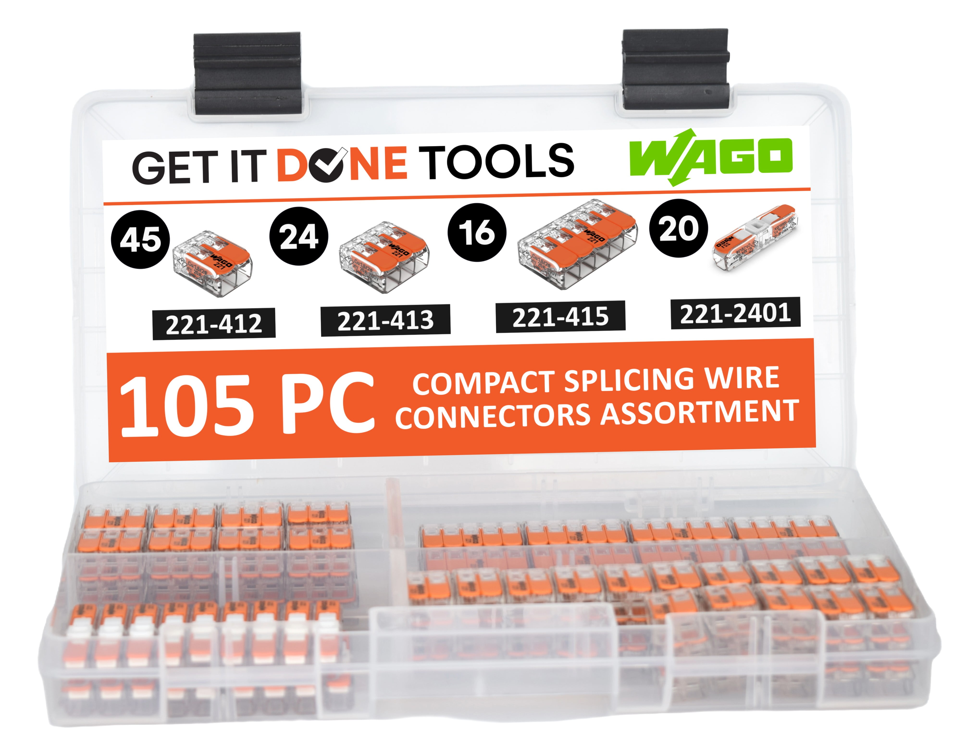 WAGO 221 Series 105pc Compact Splicing Wire Connector Assortment with ...