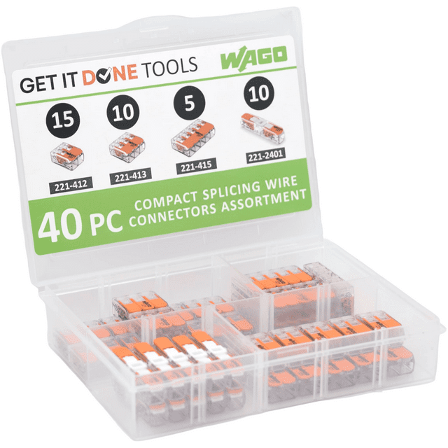 WAGO 221 Series 40pc Compact Splicing Wire Connector Assortment with ...
