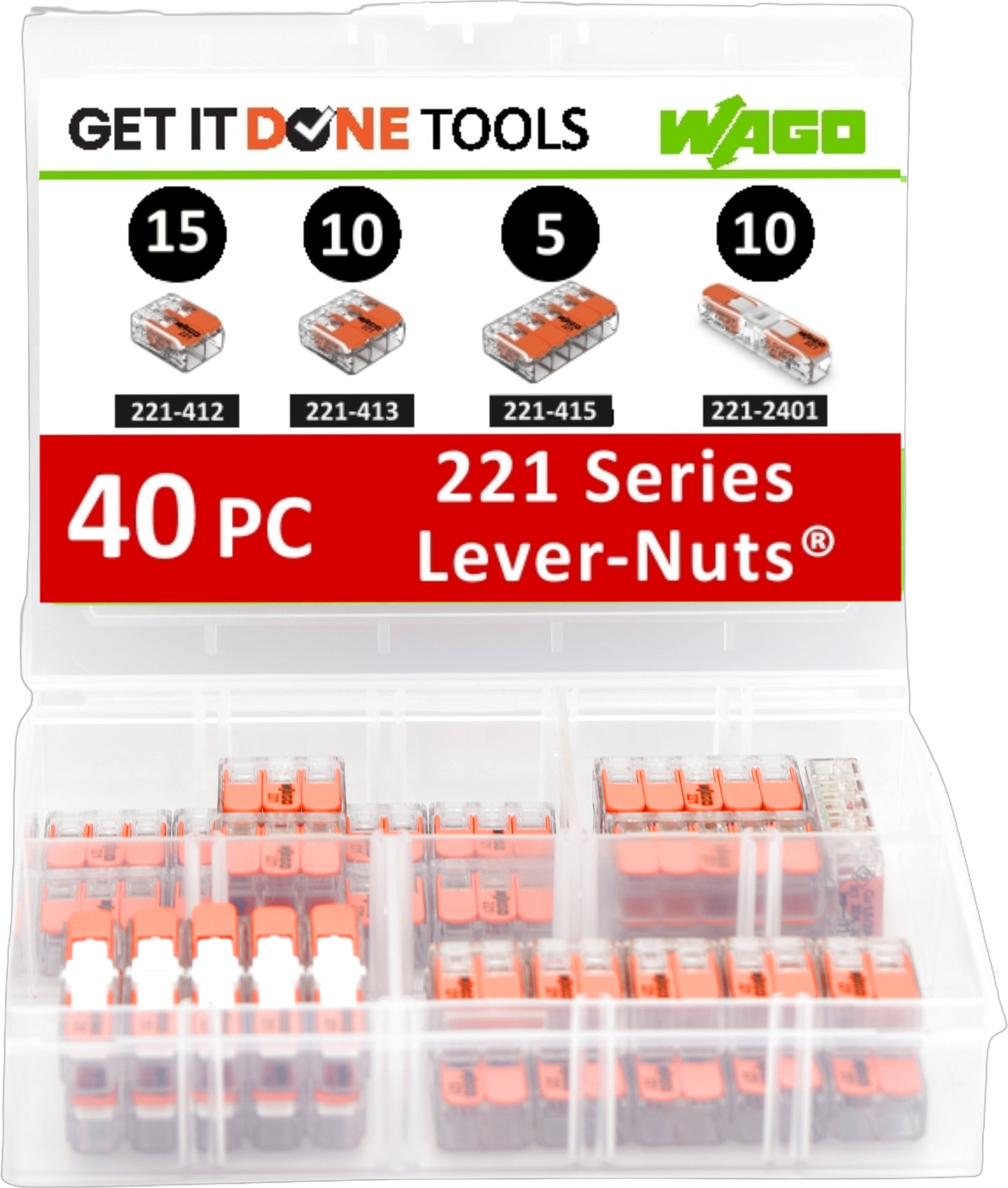 Get It Done Tools, WAGO 221 Series Compact Splicing Wire Connector Kit ...