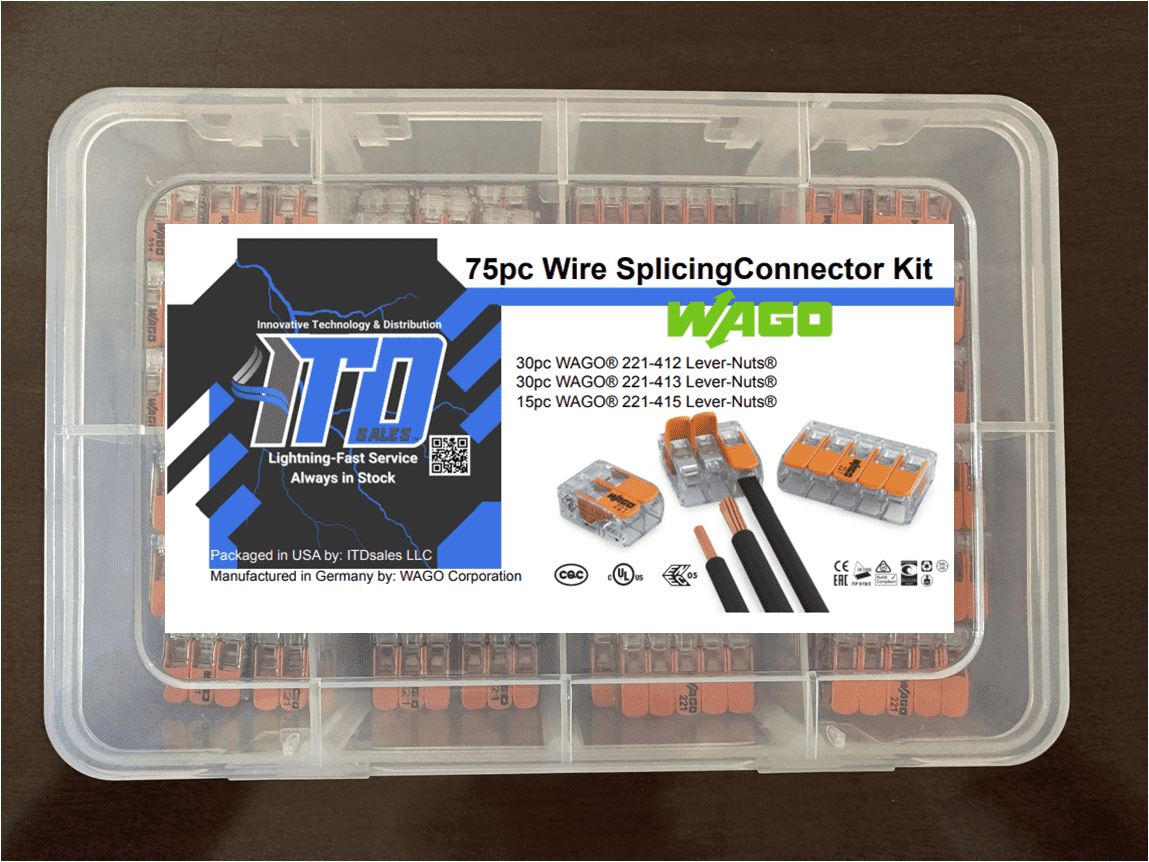 WAGO Lever Nut 75pc Wire Splicing Connector Kit with Case. WAGO Lever ...