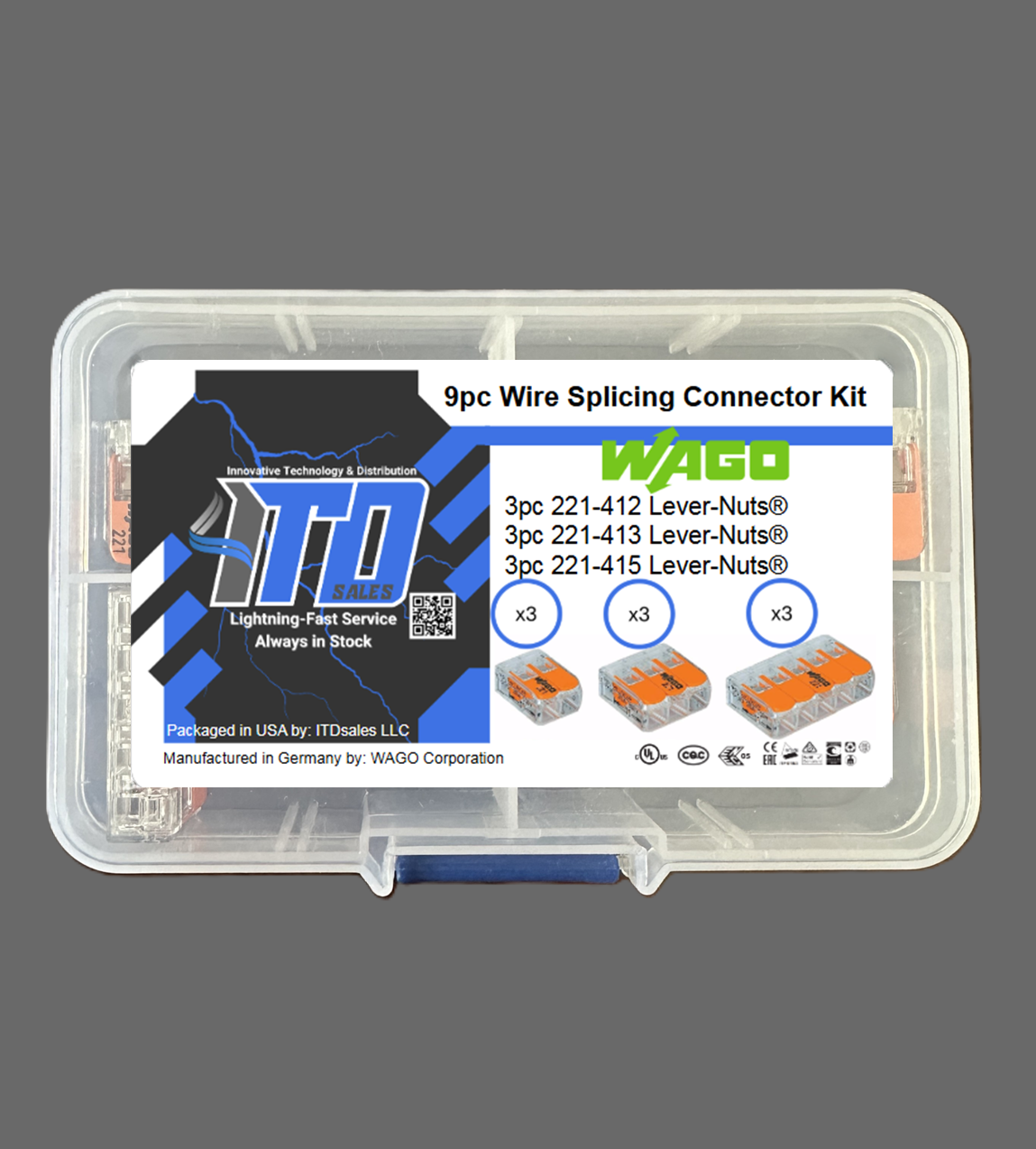 WAGO Lever Nut 9pc Wire Splicing Connector Kit with Case. WAGO Lever ...