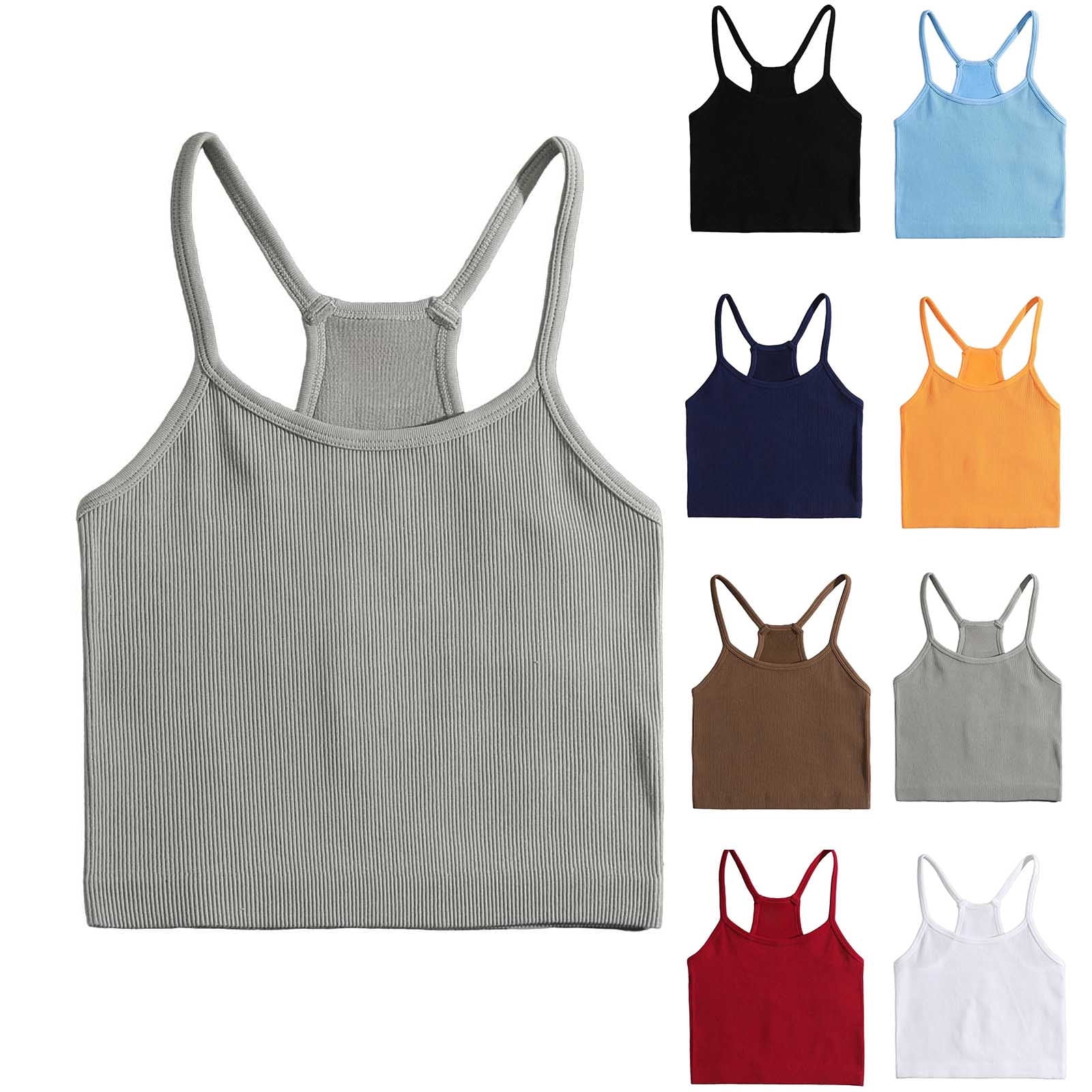 WAGUTH Tank Tops for Women Ribbed Knit Racerback Spaghetti Strap Crop ...