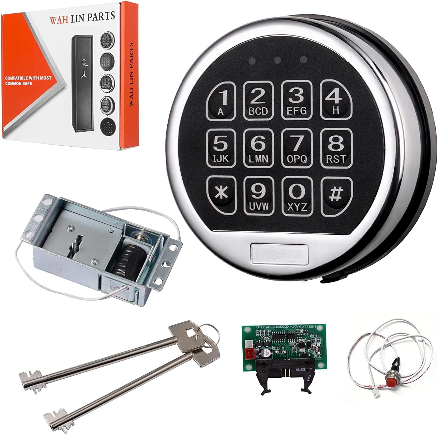 WAH LIN PARTS Combination Gun Safe Lock, Chrome Keypad, DIY Electronic ...
