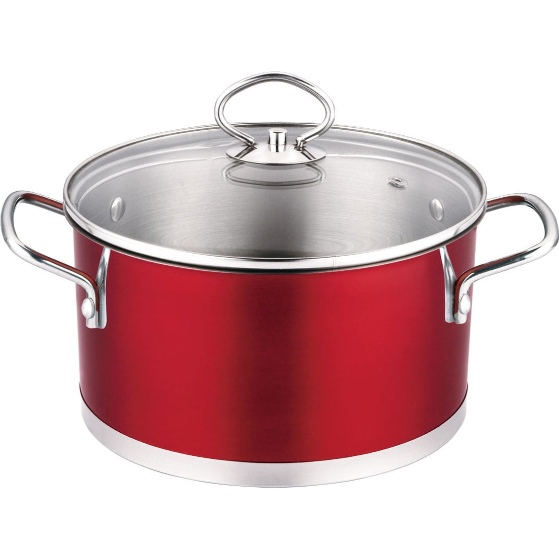 WAH TAT TRADING CORP Prime Cook Stainless Steel 3QT Red Soup Pot with ...