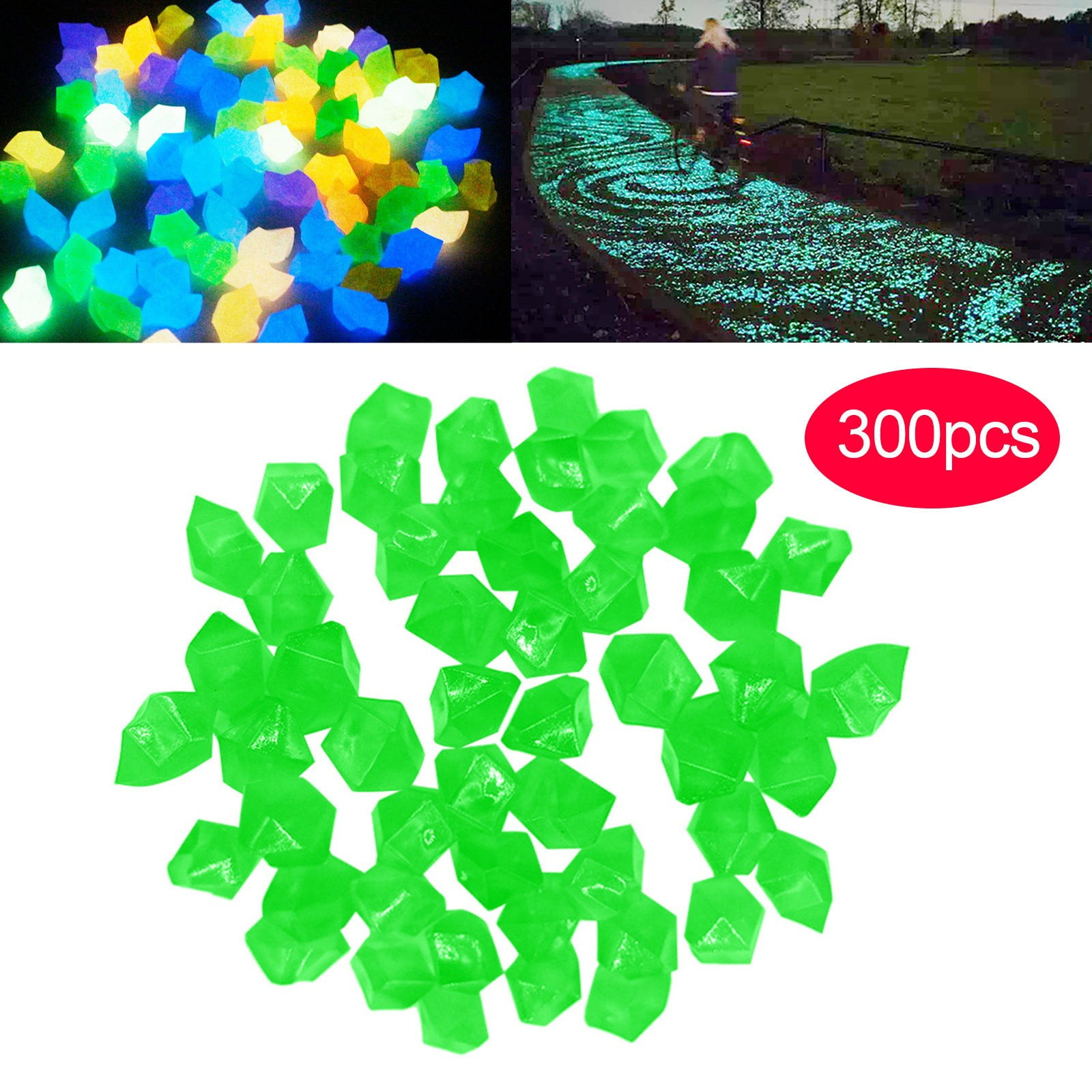 WAHIUHIUA 300 pcs Garden Decoration Glow In The Dark Luminous Pebbles ...