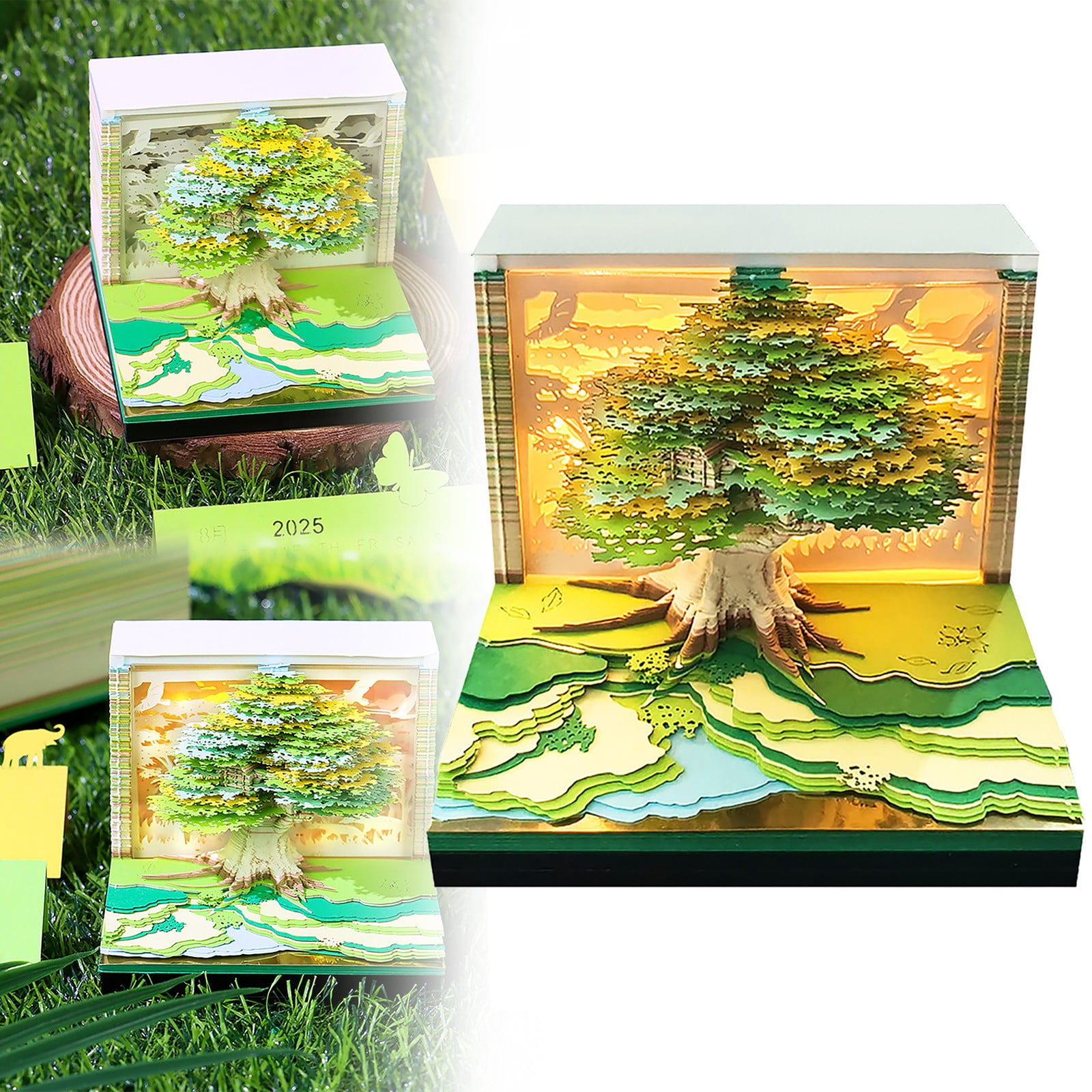 WAHIUHIUA 3D Desk Calendar 2025 3D Art Calendar Memo New Creative Time ...