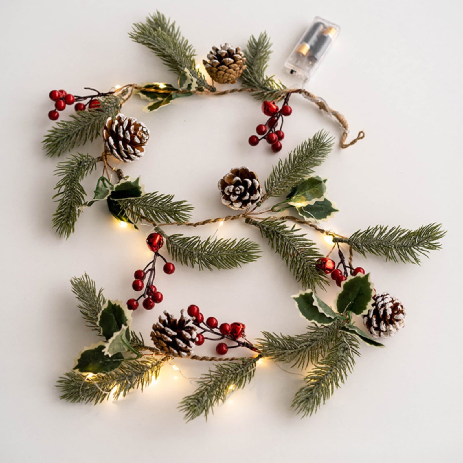 WAHIUHIUA 4FT Lighted Christmas Garland Pre Lit With LED Lights Battery ...