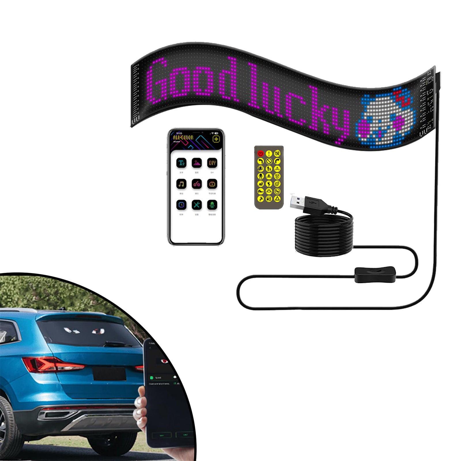 WAHIUHIUA Bigmonster Programmable Flexible LED Display Light For Cars ...