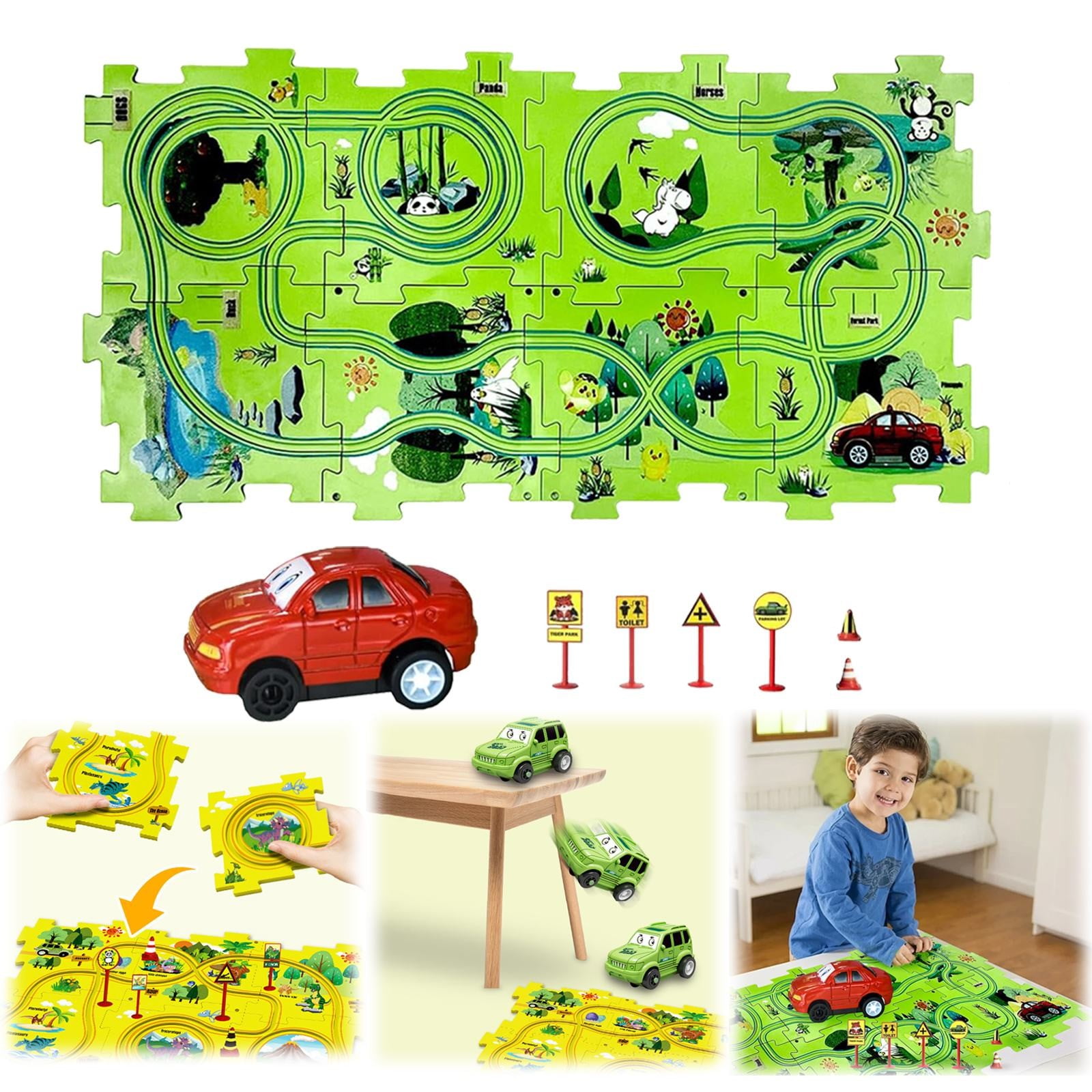 WAHIUHIUA Children's Puzzle Track Car DIY Assembly City Map Scene ...