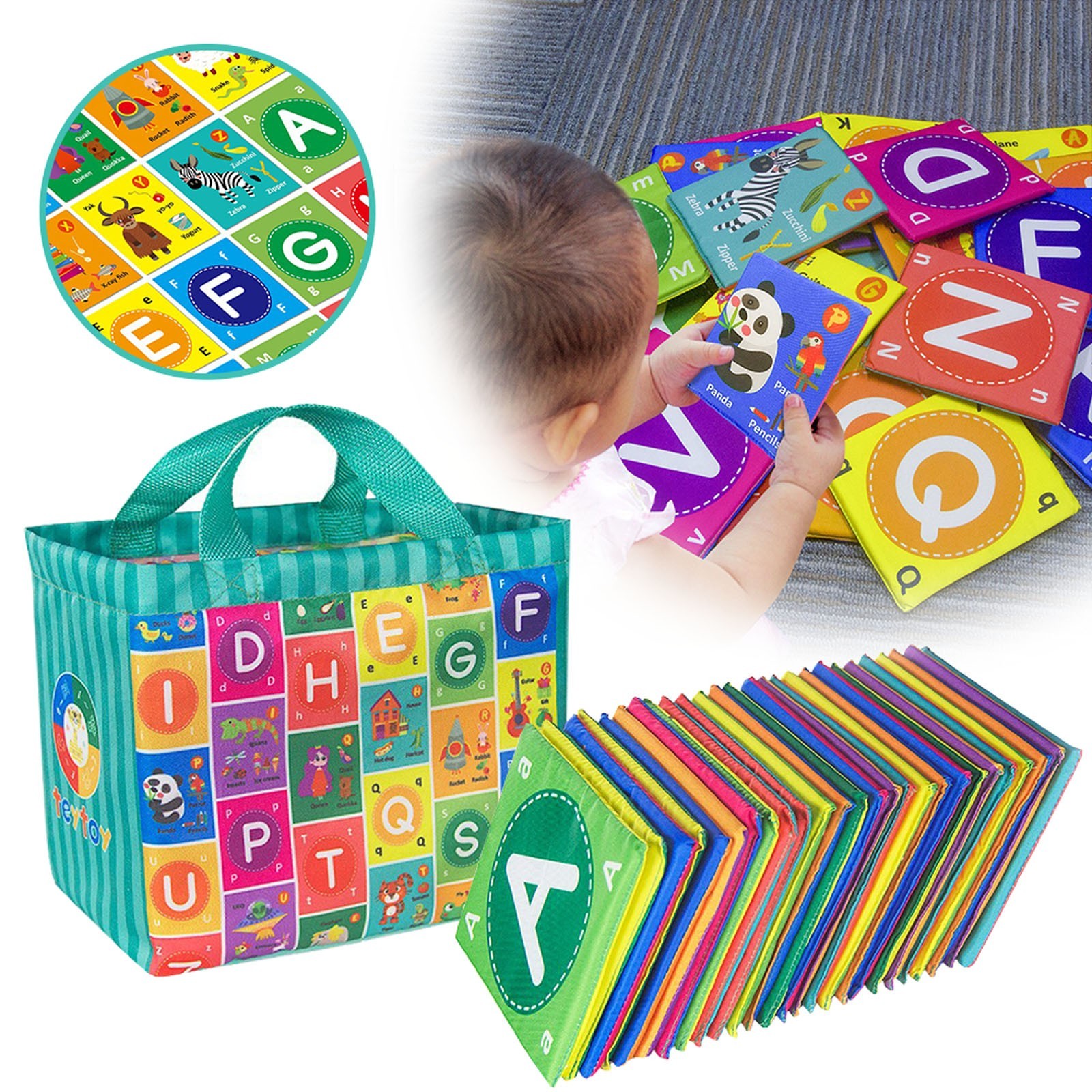 WAHIUHIUA Clearance Soft Letter Cards 26 Alphabet Cards Recognizing ...