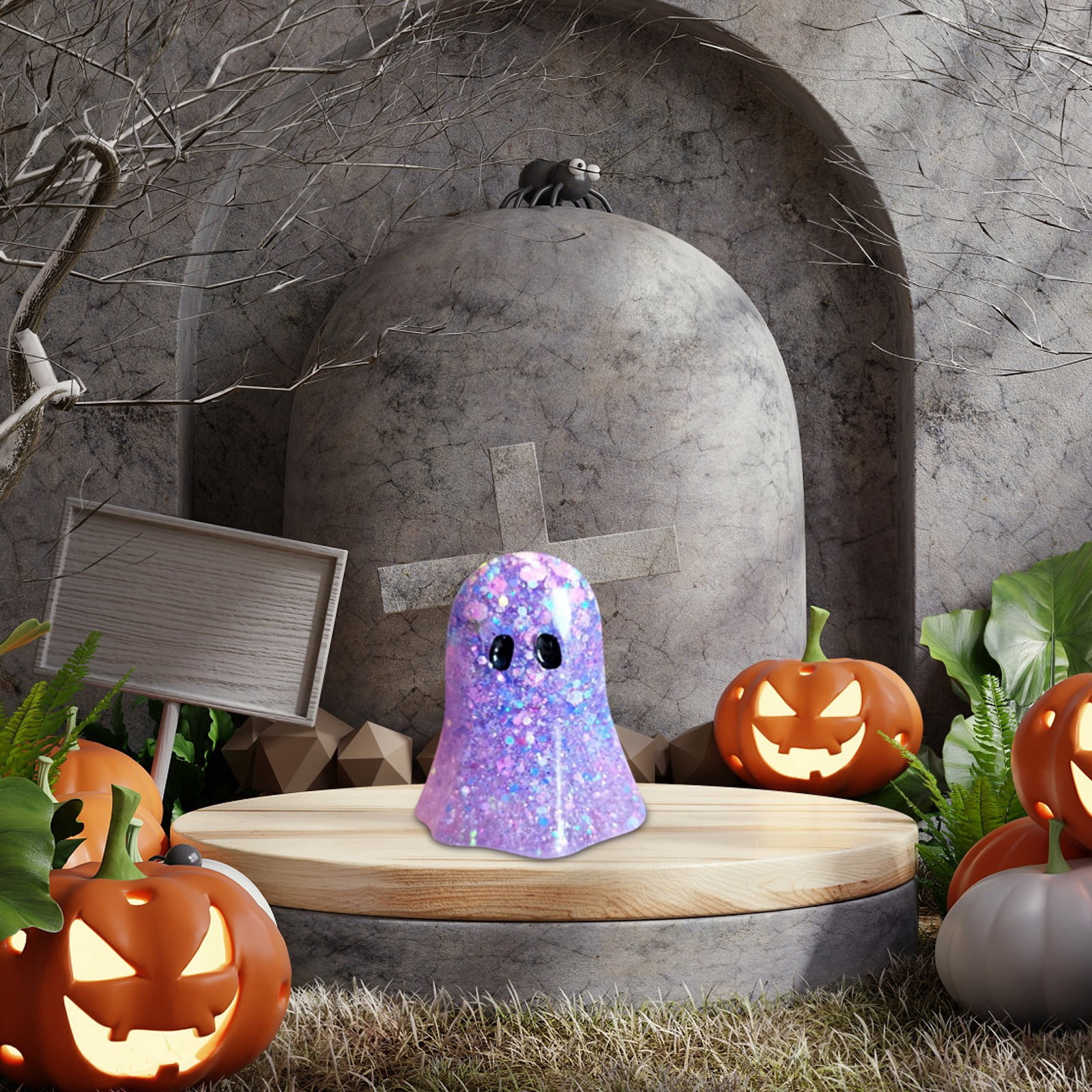 WAHIUHIUA Desktop Ornament Halloween Resin Sparkling Adding A Of Eerie ...