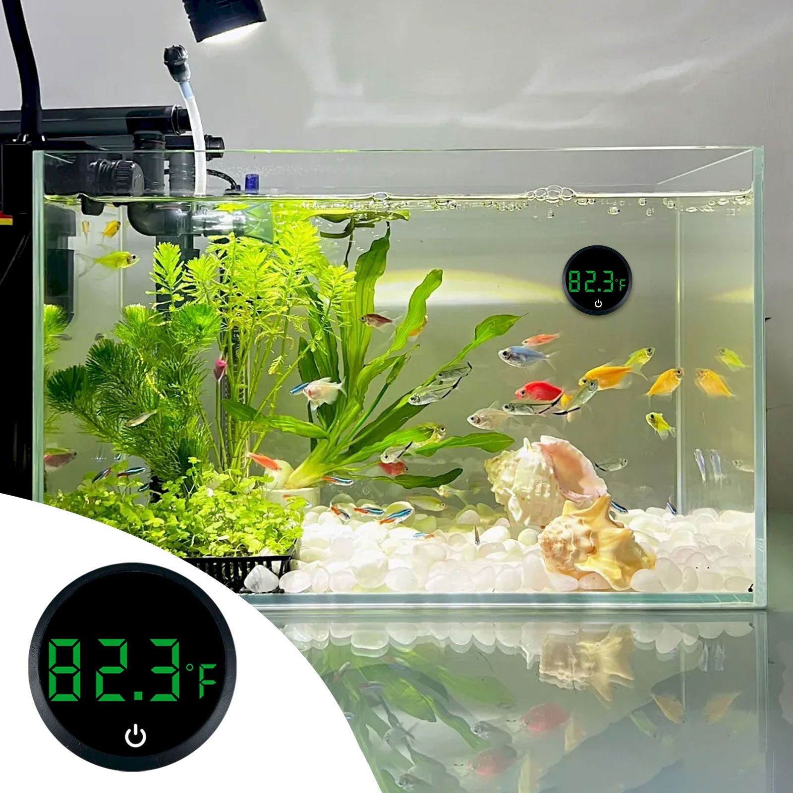 WAHIUHIUA Fish Tank Digital With Accurate LED Display,0140°F Aquarium ...