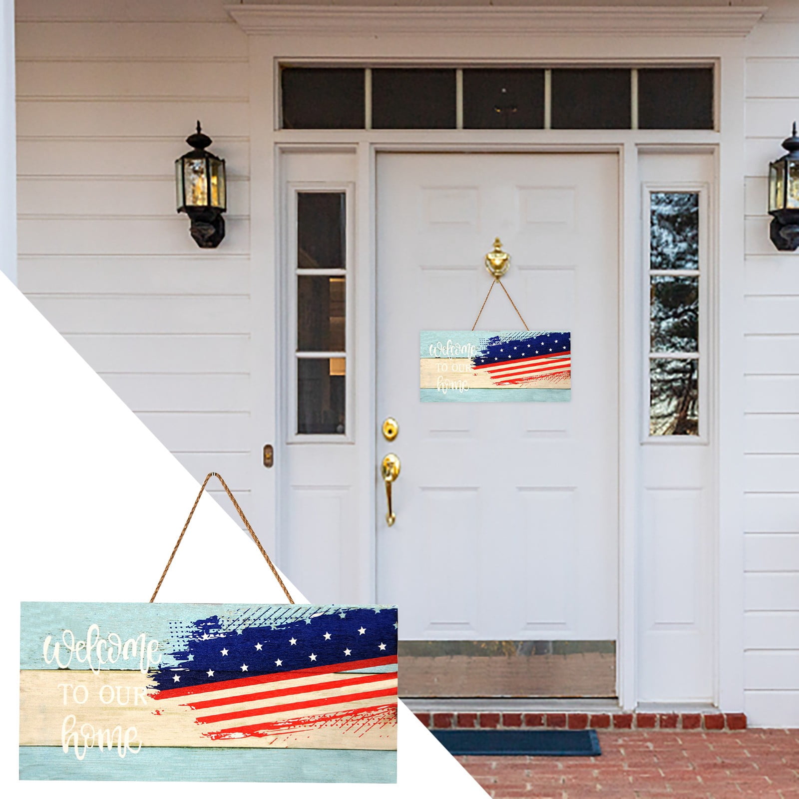WAHIUHIUA New Independence Day Hanging Rocket Flag Wooden Plaque ...