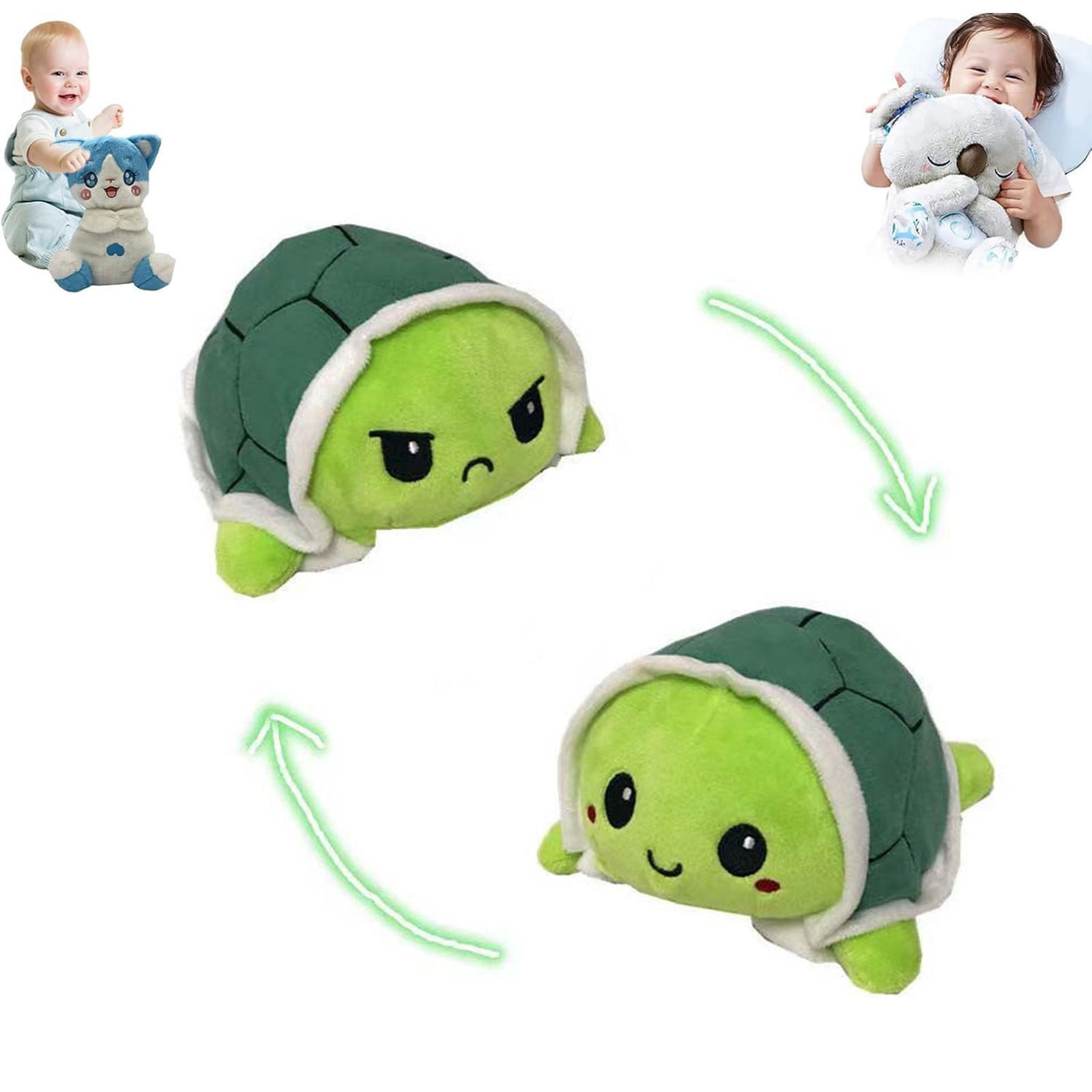 WAHIUHIUA The Original Reversible Turtle Plushie Green Cute Sensory ...