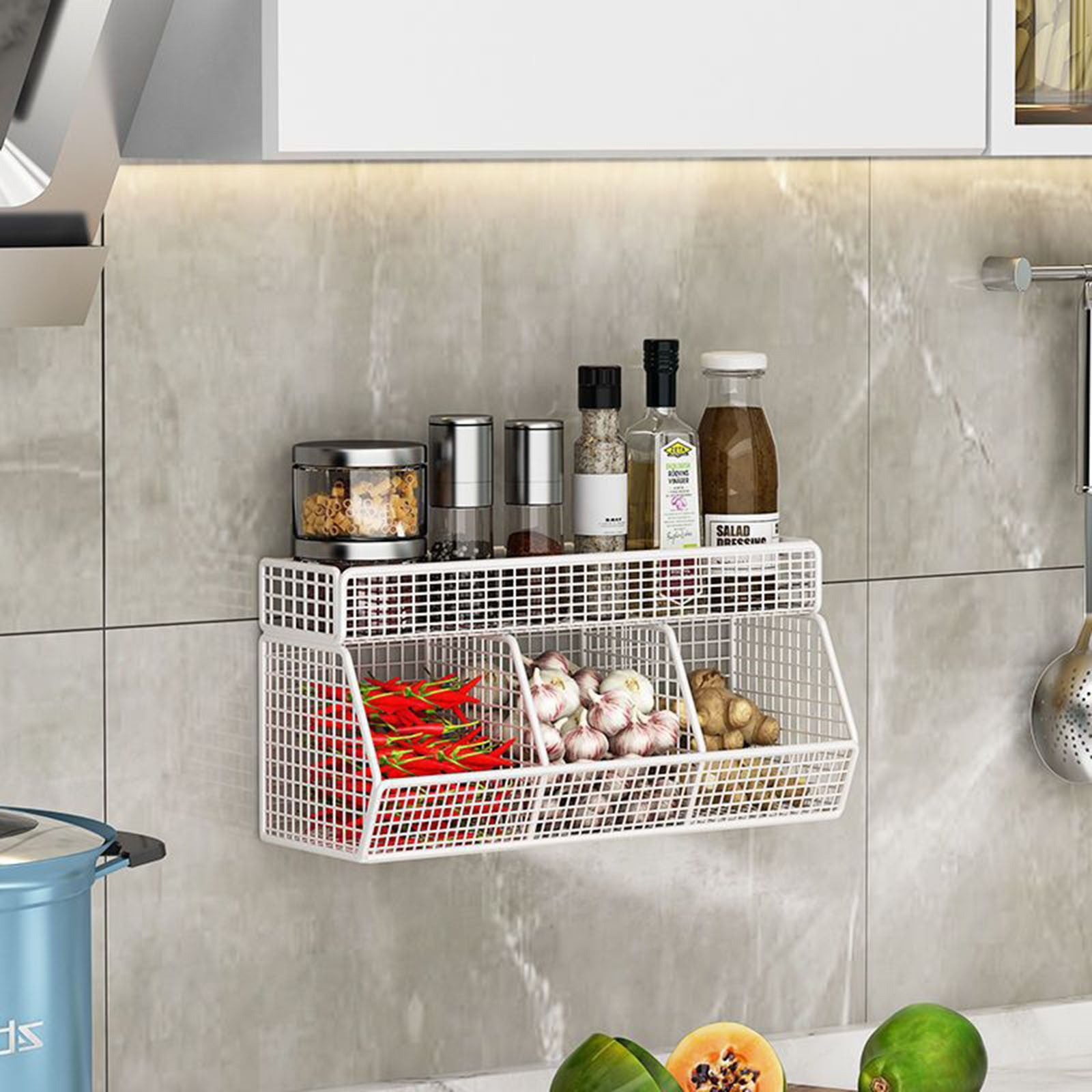 WAHIUHIUA Wall Mounted Kitchen Shelves Small Item Organizer Wire Mesh ...