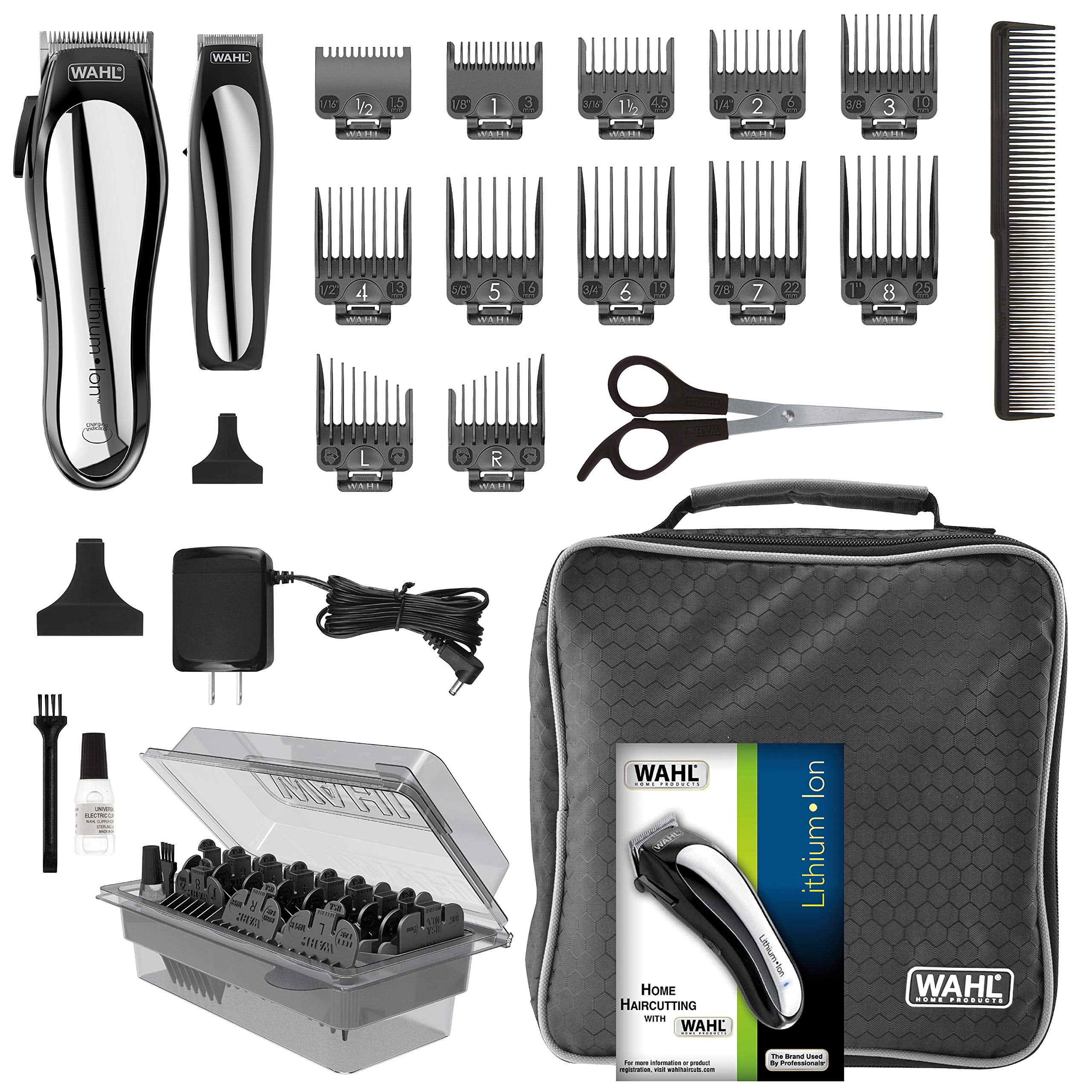 WAHL Lithium Pro Cordless Haircut & Touch Up Kit With Case, 23 Pieces ...