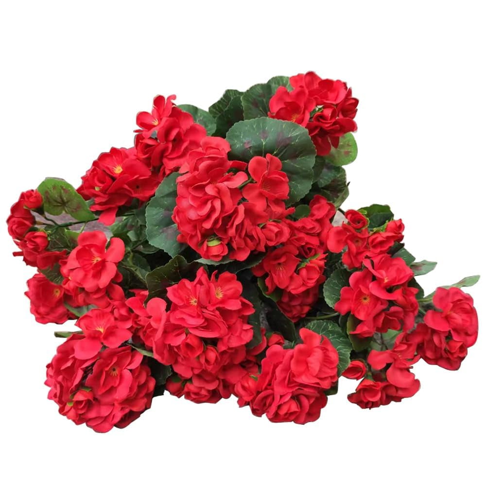 WAIFOMEI 4PCS Artificial Geranium Flowers Red Faux Silk Geranium Floral ...