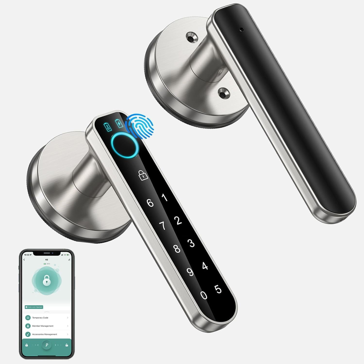 WAILIQIAO Fingerprint Door Lock-Smart Door knob,biometric Door Lock,with passcode keypad keyless ...