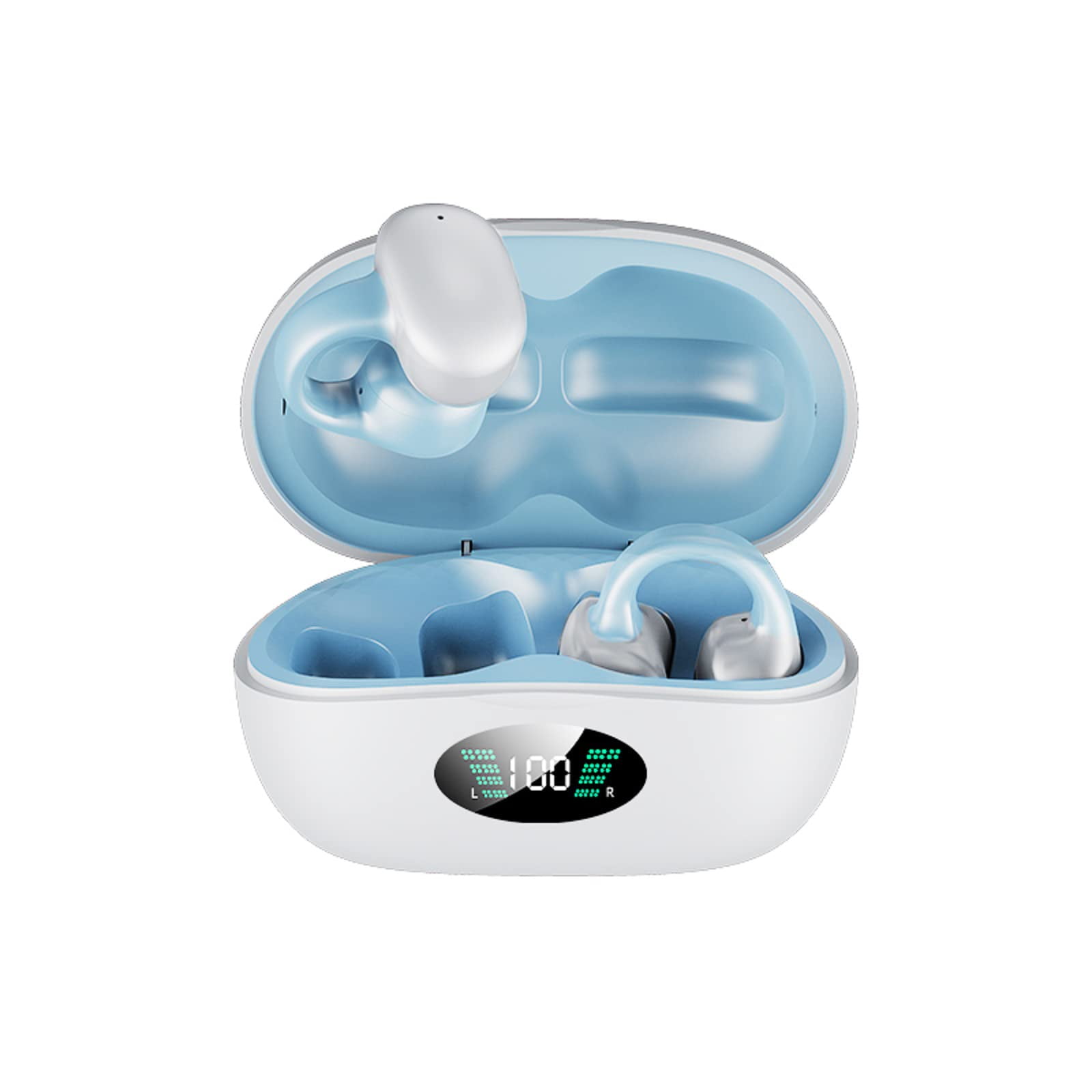 WLQ Pink Wireless Bone Conduction Earbuds Clip On Open Ear Headphones ...