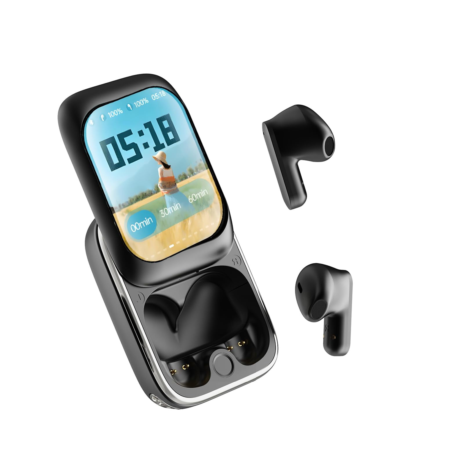 WAILIQIAO Smart Small Mini Touch Screen Ear Plug with Screen for iPhone ...