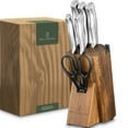 WALDWERK Knife Set - 7pcs Kitchen Knife Set with Block and Integrated Sharpener - Knife Block ...