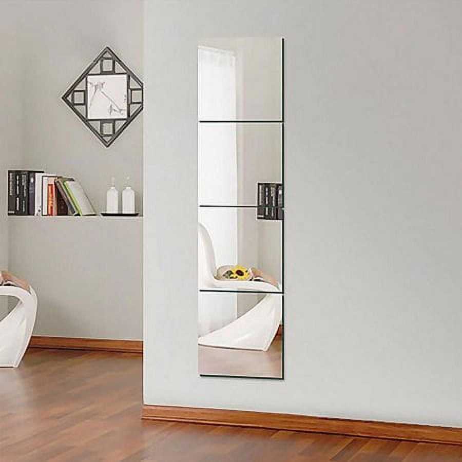 WALFRONT 9pcs/16pcs Self Adhesive Square Mirror Tile Wall Stickers 3D ...