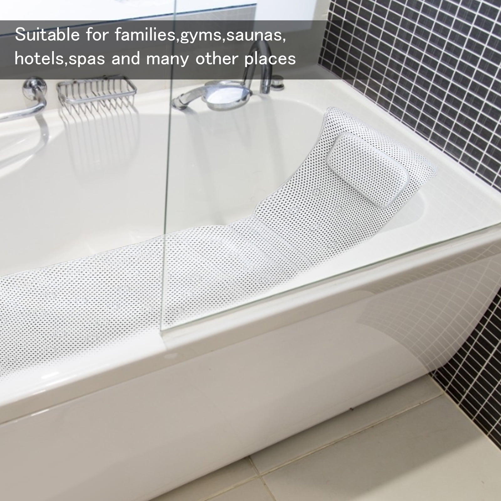 WALFRONT Bath Mat Cushioned Comfort Soft Anti-Slip Bathtub Shower Mat ...