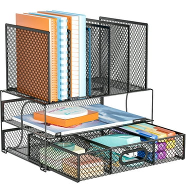Wooden Desk Organizer w/ Drawers Desktop Tabletop Rack Holder - Walmart.com