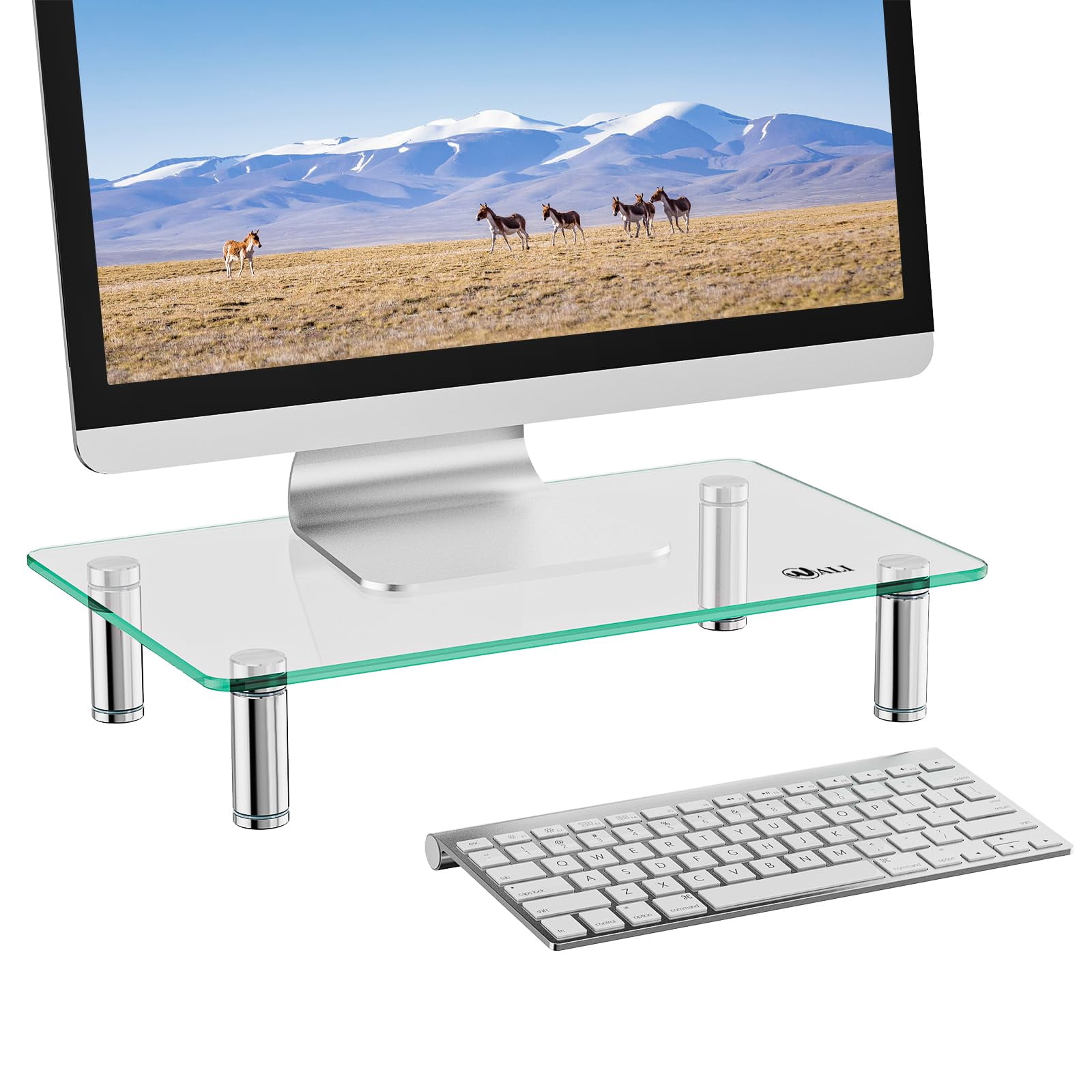 WALI Glass Monitor Stand Riser for Desk,Height Adjustable Computer ...